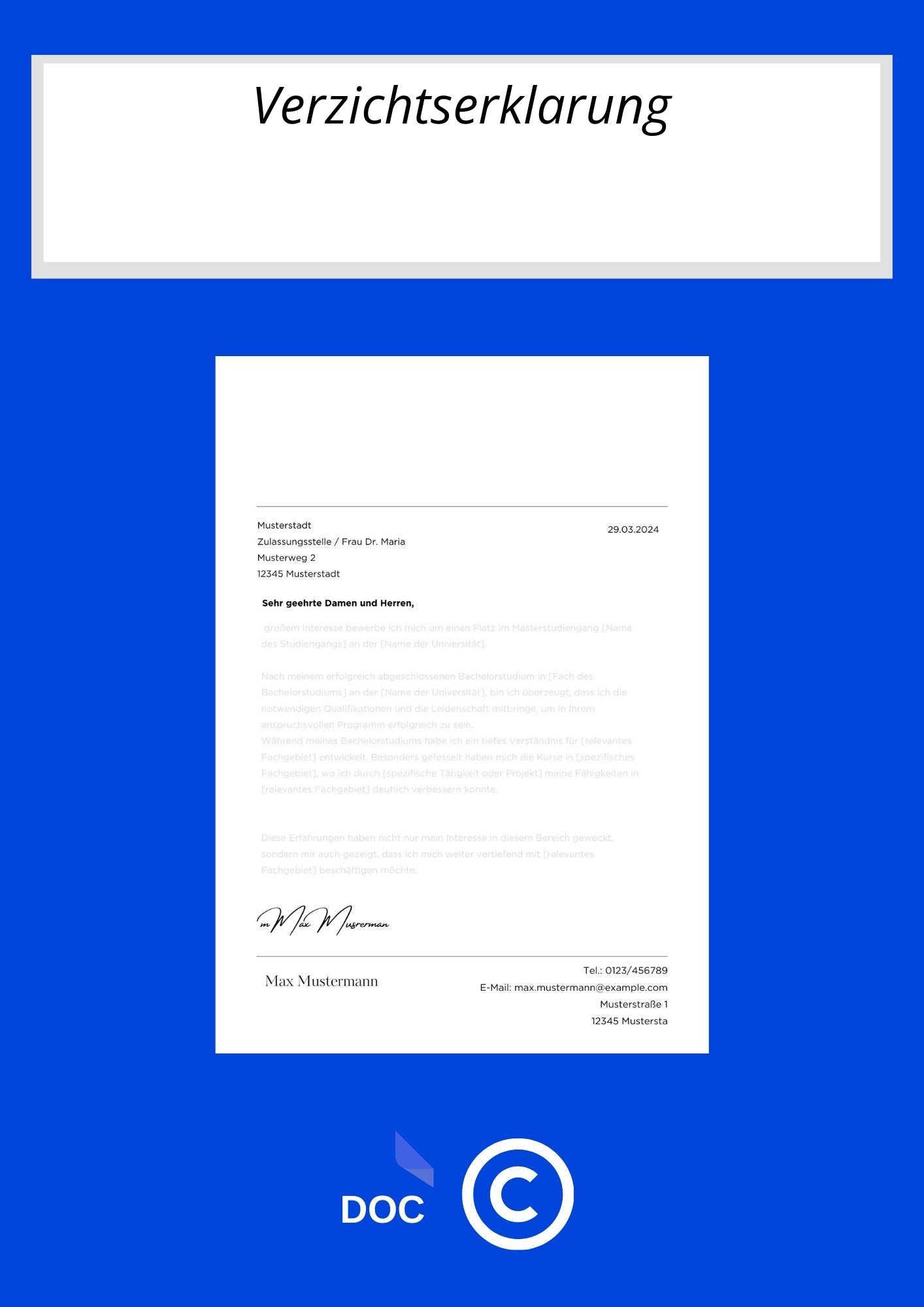 Verzichtserklärung Vorlage Word